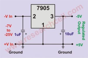 LM 7905 Pins and Circuit Diagram