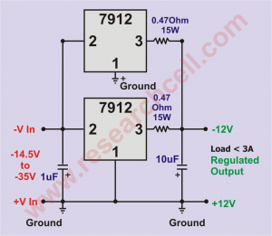 7912 Pinout and Simple Circuit Diagrams